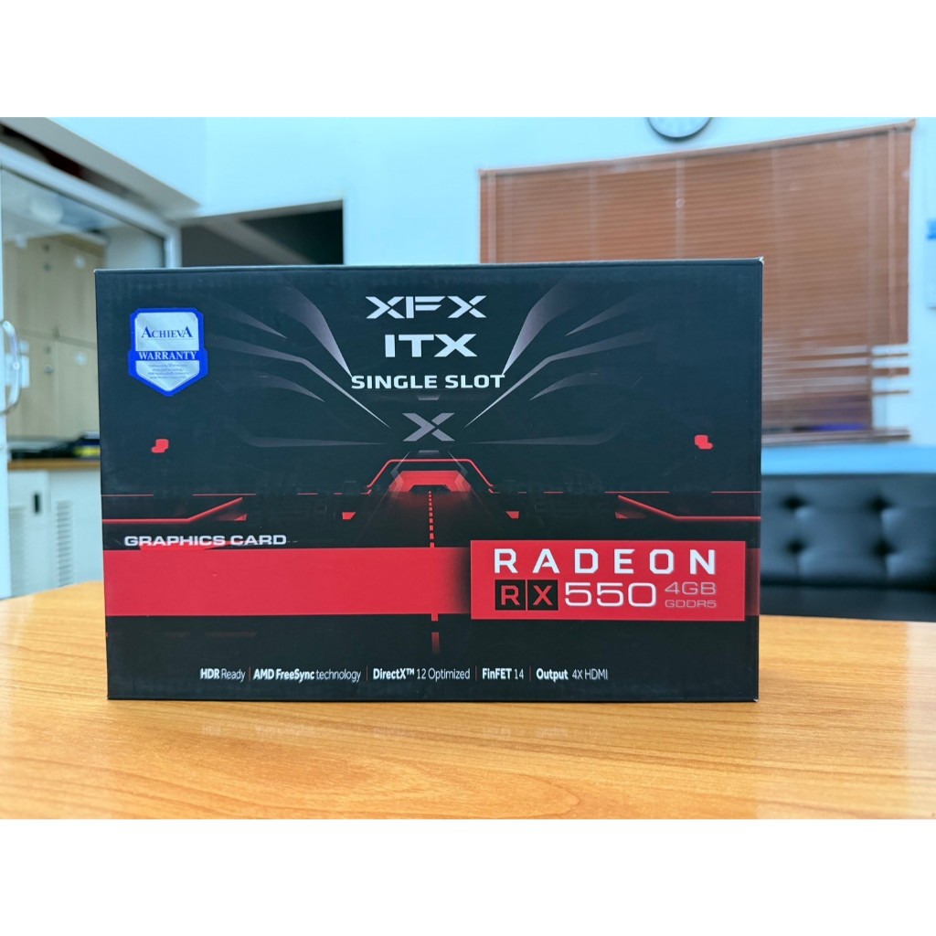 AMD RX 550 4GB XFX ITX RADEON (D5) 4 HDMI ครบกล่อง โดนไฟ 1 ครั้ง ประกัน ...