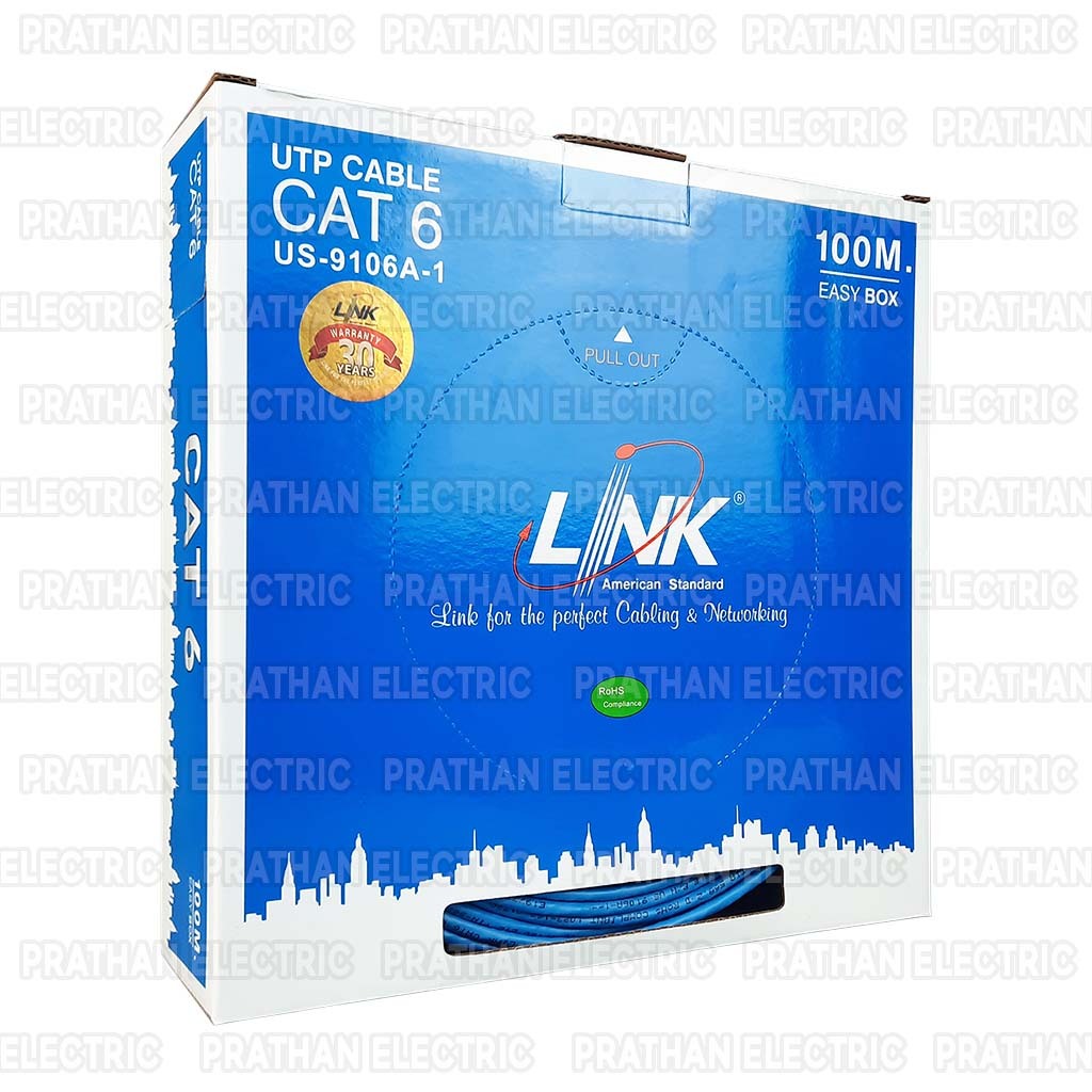 LINK CAT6 UTP Cable 100m/Box LINK (US-9106A-1) สายสีฟ้า สายแลน ความยาว ...