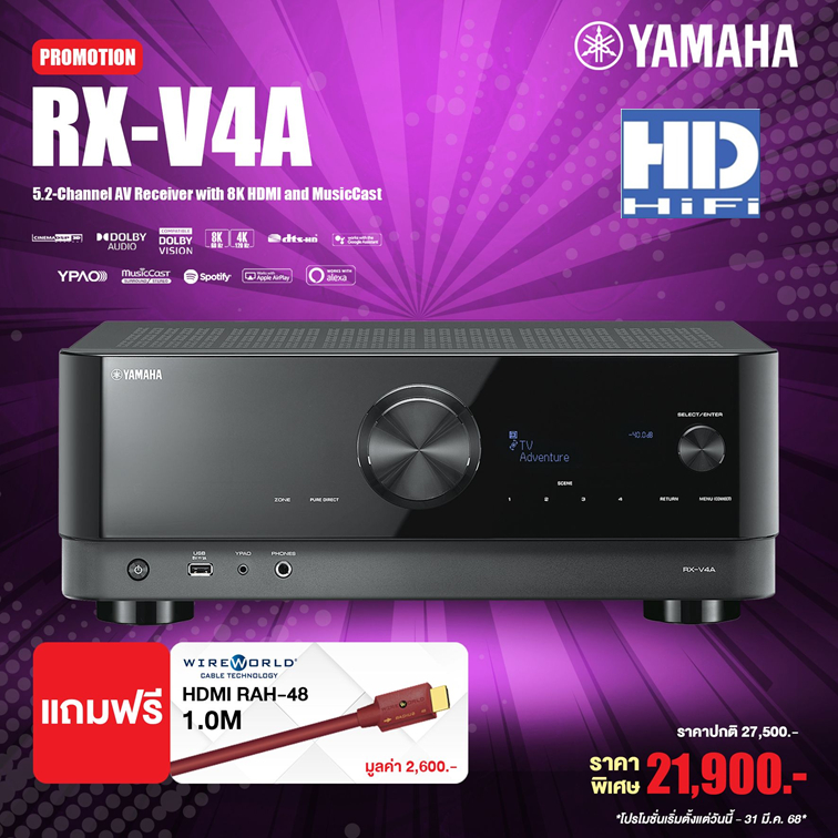 Yamaha RX-V4A AV Receiver with 8K HDMI and MusicCast 5.2CH | Shopee ...