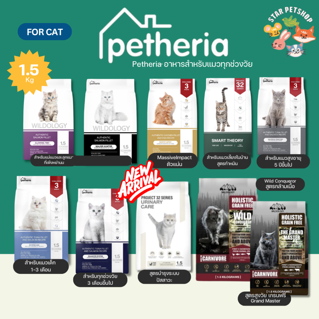 Petheria อาหารแมว เพ็ทเทอเรีย โฮลิสติก-เกรนฟรี ลดการเกินก้อนขน ลดขนร่วง ...