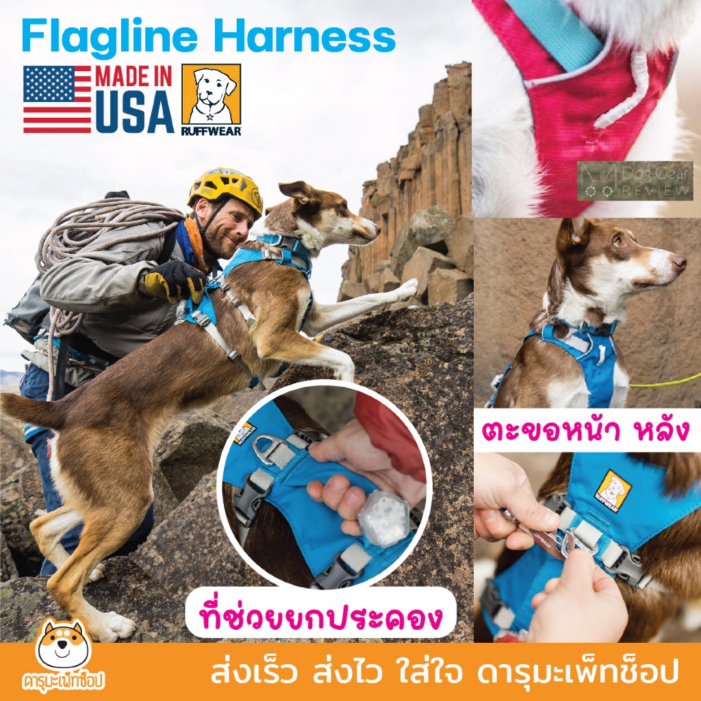 RUFFWEAR Flagline™ Dog Harness with Handle Lightweight, Multi-Use Dog Harness รัดอกสุนัข ...