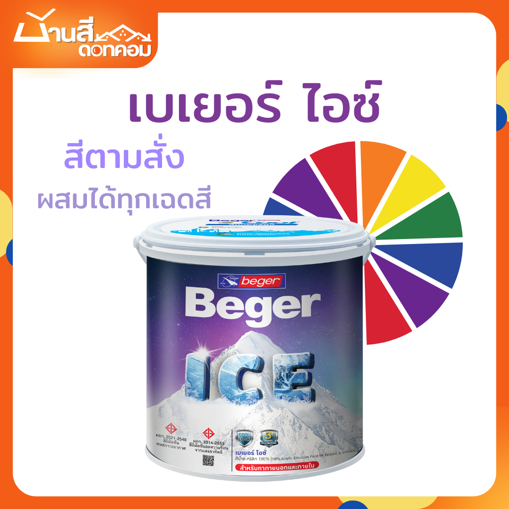 Beger ICE กึ่งเงา สีทาบ้าน เช็ดล้างทำความสะอาดได้ สีบ้านเย็น ขนาด 1 ...
