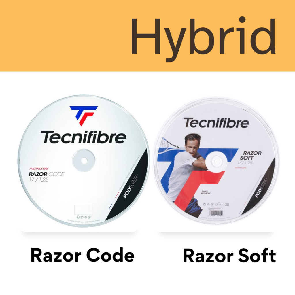 Tecnifibre เอ็นไม้เทนนิสไฮบริด Razor Code / Razor Soft Hybrid (ตัดแบ่ง ...