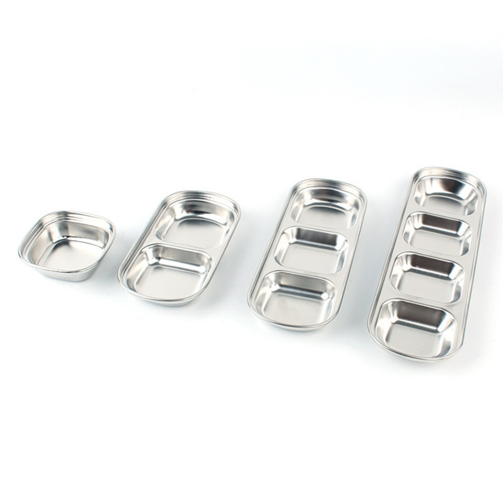 CLSถ้วยน้ำจิ้มสแตนเลส304 Food grade ถ้วยน้ำจิ้มบาร์บีคิว สไตล์เกาหลี ขนาด1-4ช่อง แข็งแรง หนา ไร้ ...