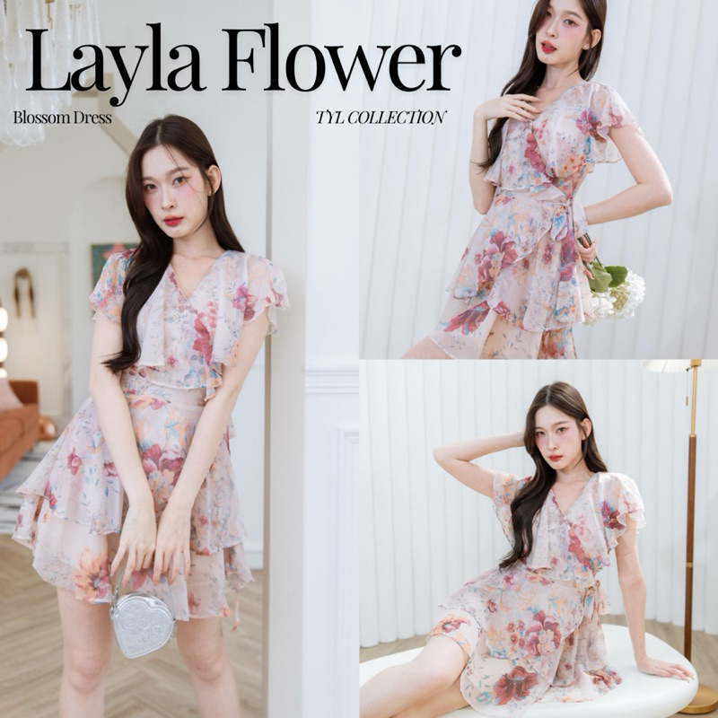 🌸 LAYLA FLOWER DRESS 🌸 เดรสลายดอกไม้ พริ้วสวย Summer | Shopee Thailand