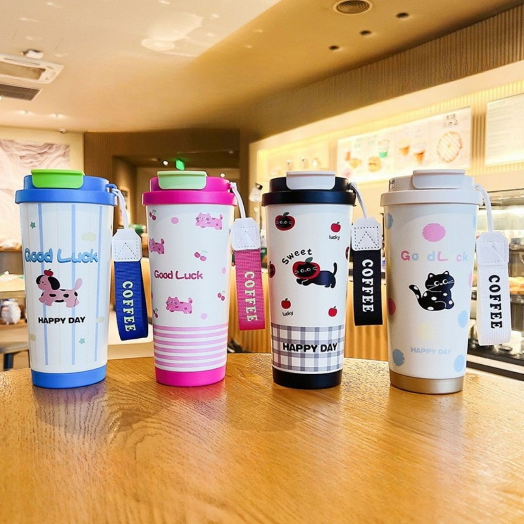 Xiaoju แก้วกาแฟ ซับในเซรามิก สแตนเลส 316 เก็บได้ทั้งร้อนและเย็น ขนาด 550ml มีหลอดกรองชาให้ในตัว ...