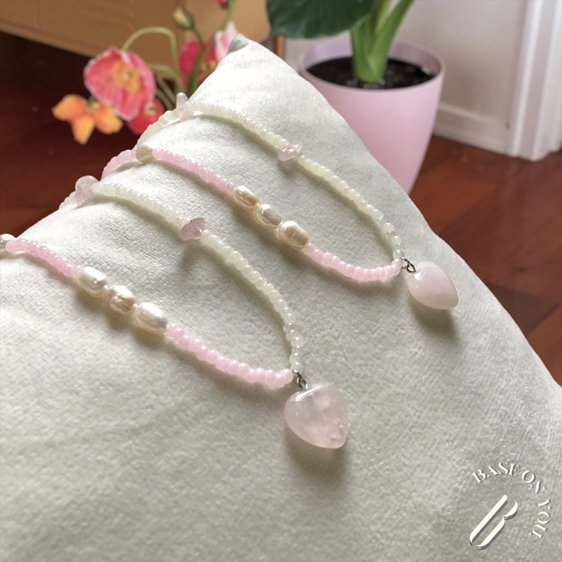 BASE ON YOU - Lucky stone collection : ROSE QUARTZ HEART (สร้อยคอหิน ...