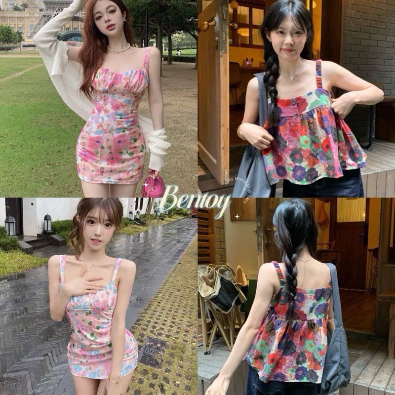 Bentoy(161/272) ชุดมินิเดรสสายเดี่ยวลายดอกไม้สุดน่ารักและสายเดี่ยวลายดอกไม้สีสันสดใส ใส่ชิวๆ ...