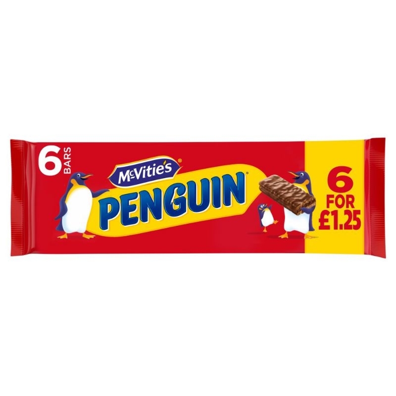 McVities Penguin Milk Chocolate (6×24.6g) 147.6g - เพนกวิน ออริจินอล บิสกิตเคลือบช็อคโกแลตนมสอด ...