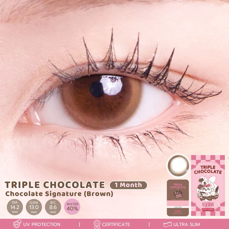 LUNAR Triple Chocolate(brown) คอนแทคเลนส์รายเดือน สีนํ้าตาล วัสดุพรี ...