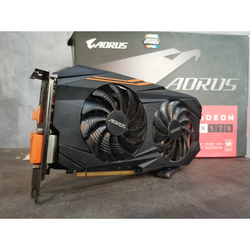 การ์ดจอ AMD AORUS/GIGABYTE RX570/580 4G-8G/DDR5 ต่อไฟเพิ่ม 8พิน ...