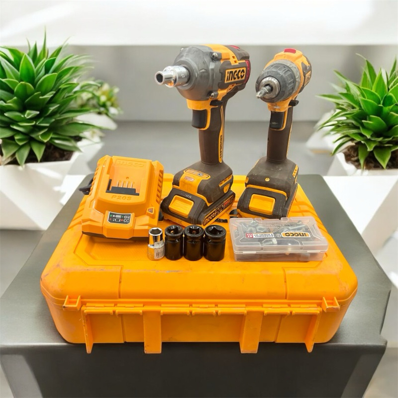 INGCO บล็อกกระแทก+สว่านไร้สาย ชุดคอมโบ้ 20V รุ่น CKLI20271 | Shopee ...