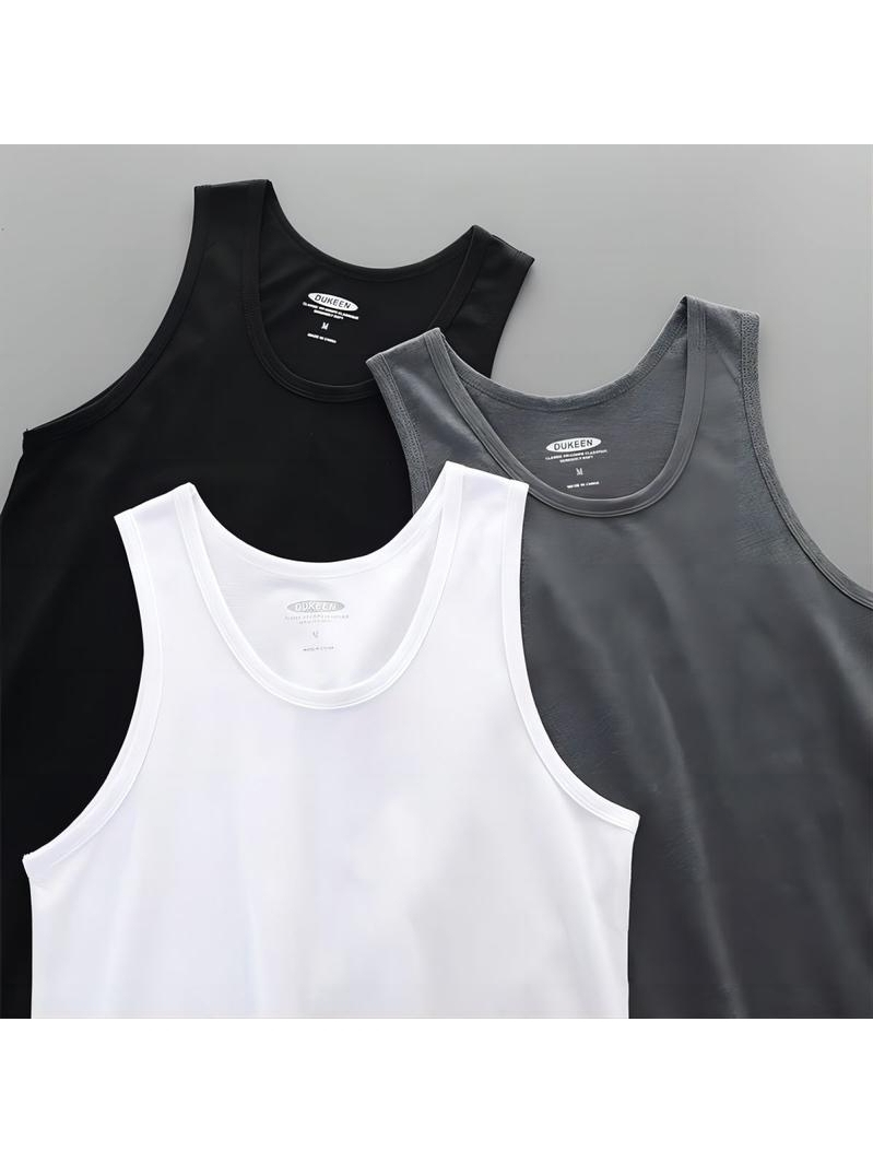 ผู้ชายโพลีเอสเตอร์ธรรมดา Sando Slim Fit เสื้อกั๊กด้านบนมัสลินกล้ามเนื้อ ...