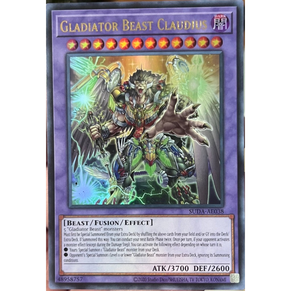 Yugioh Asia-Eng [SUDA-AE038] Gladiator Beast Claudius (Ultra Rare) การ์ดยูกิแท้ถูกลิขสิทธิ์ ...