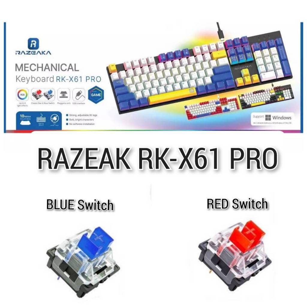 คีย์บอร์ดเกมมิ่งไฟRGB RAZEAK รุ่น RK-X61PRO MECHANICAL ไทย/อังกฤษ ...