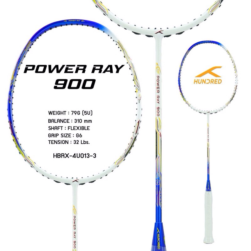 (ใหม่ล่าสุด) ไม้แบดมินตัน HUNDRED 𝙋𝙤𝙬𝙚𝙧 𝙍𝙖𝙮 900 | Badminton racket ...