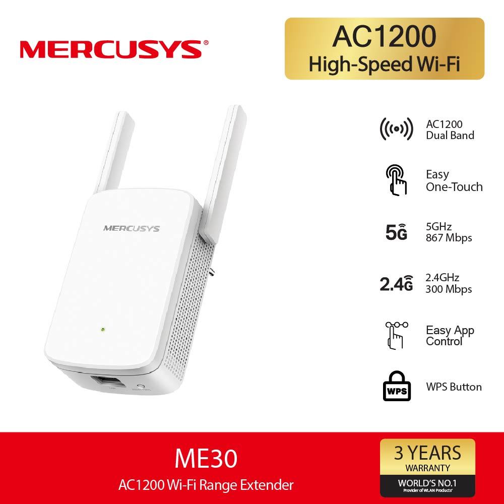 Mercusys ME30 AC1200 Wi-Fi Range Extender | Shopee Thailand