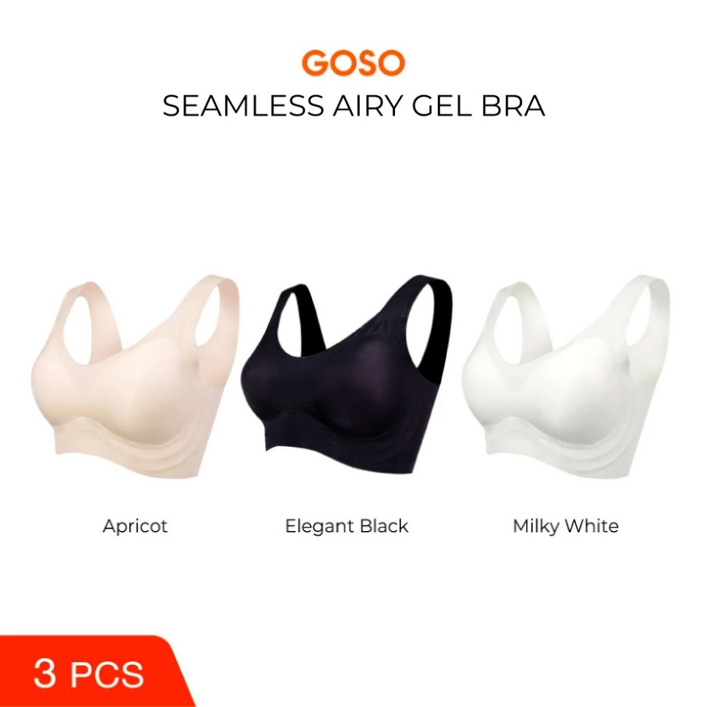 [แลกซื้อสุดคุ้ม] GOSO Seamless Airy Gel Bra 3 PCS บราไร้โครงสวมสบาย ...