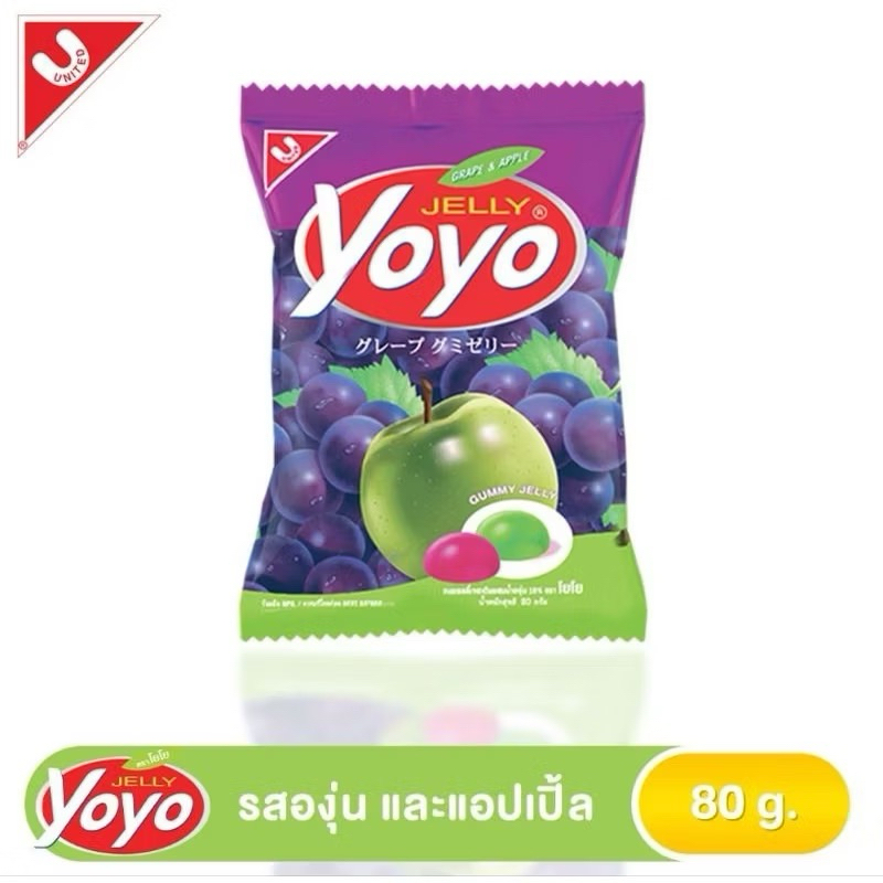 YOYO GRAPE JUICE AND APPLE JUICE 80g. โยโย ผสมน้ำองุ่น+น้ำแอปเปิ้ล 80ก. ...