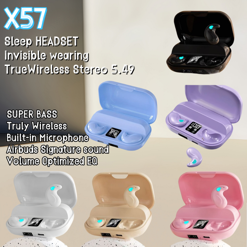 หูฟังบลูทูธไร้สาย V5.49 รุ่นใหม่ TWS X57 หูฟังเหมาะแก่การใส่นอน เบสHIFI ...