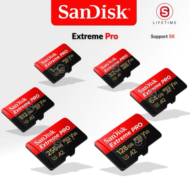 SanDisk Extreme Pro Micro SD Card 5K SDXC 32GB 64GB 128GB 200/90MB/s ...