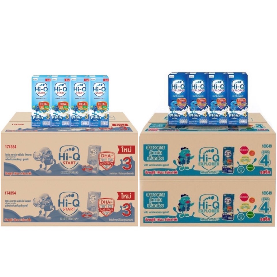2 ลัง UHT Hi-Q สูตร3และสูตร4 ยูเอชที ไฮคิว พรีไบโอโพรเทก มกล่องรสจืด ...