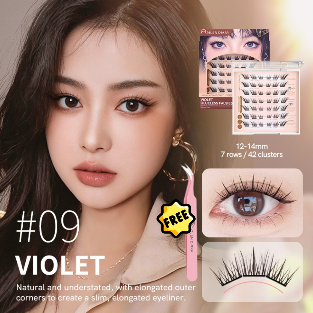 🔥Mlen Diary ขนตาคุณภาพ🔥 ขนตามีกาวในตัว ติดง่าย No.09 VIOLET | Shopee ...