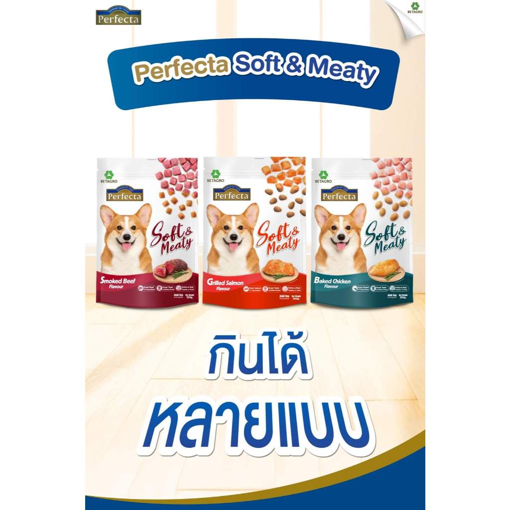 (1กก.) Perfecta Soft & Meaty อาหารสุนัข เม็ดนิ่ม 3รสชาติ (เพอร์เฟคต้า ...