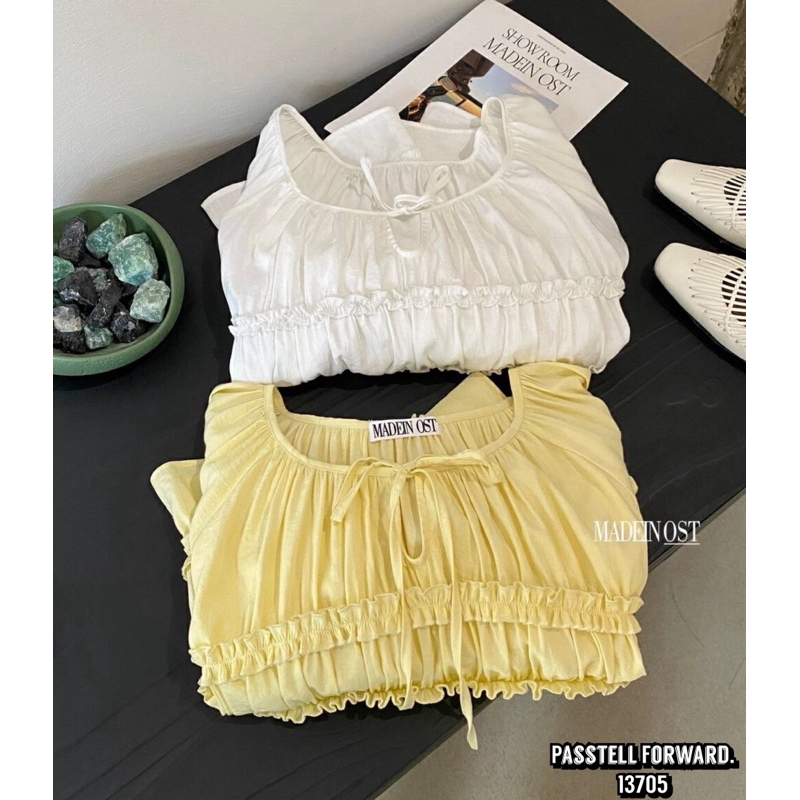 Korea ruffle longsleeve blouse แขนยาวแต่งระบาย งานสวยดีเทลแต่งผูกหน้า ...