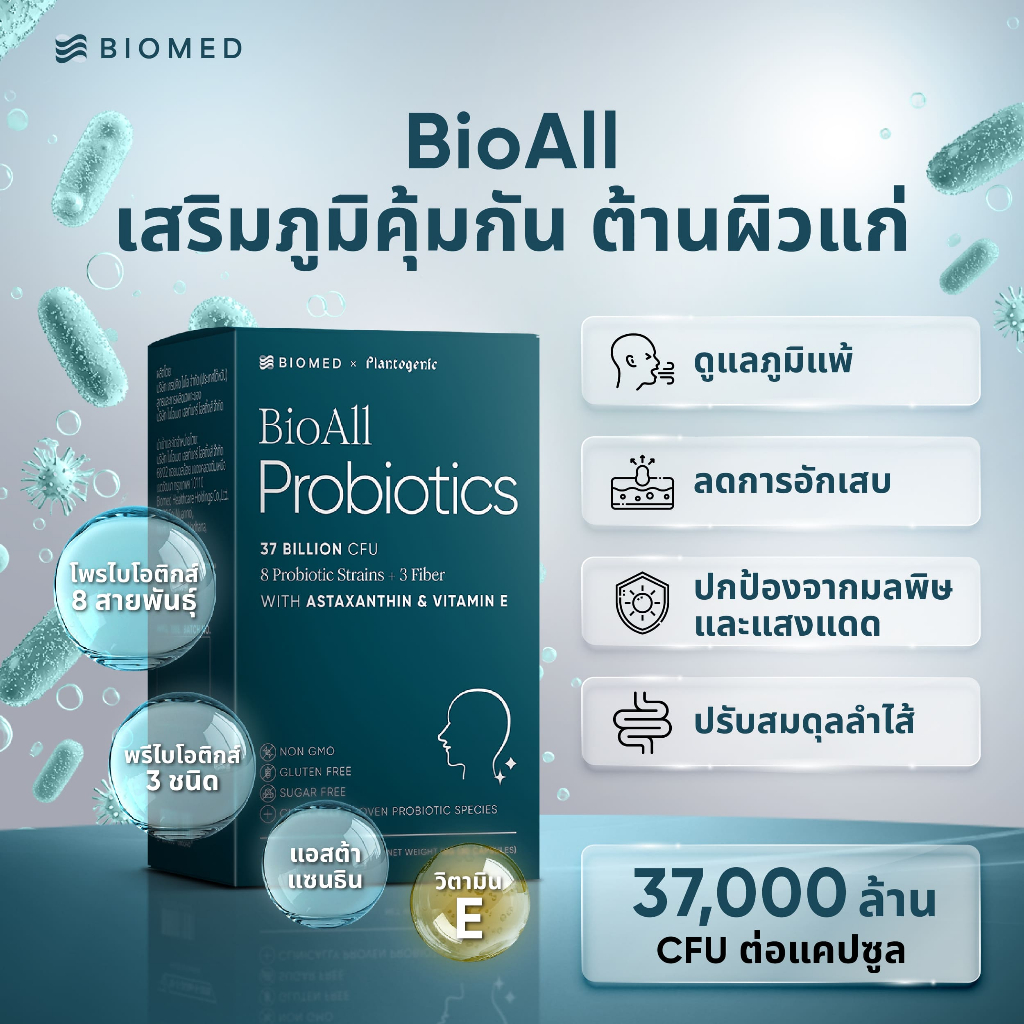 BioAll แคปซูลโพรไบโอติกส์Medical Grade Probiotic BioMed x Plantogenic โ ...