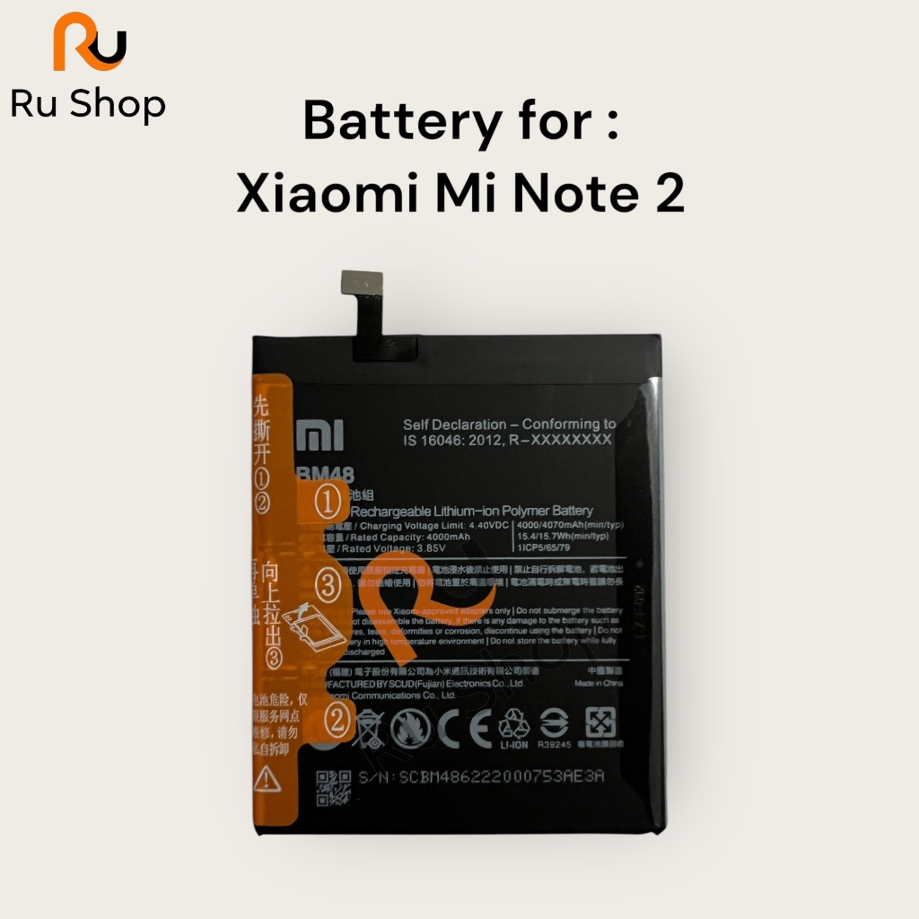แบตเตอรี่ เดิม Xiaomi Mi Note 2 BM48 4070mAh รับประกัน 3 เดือน | Shopee Thailand