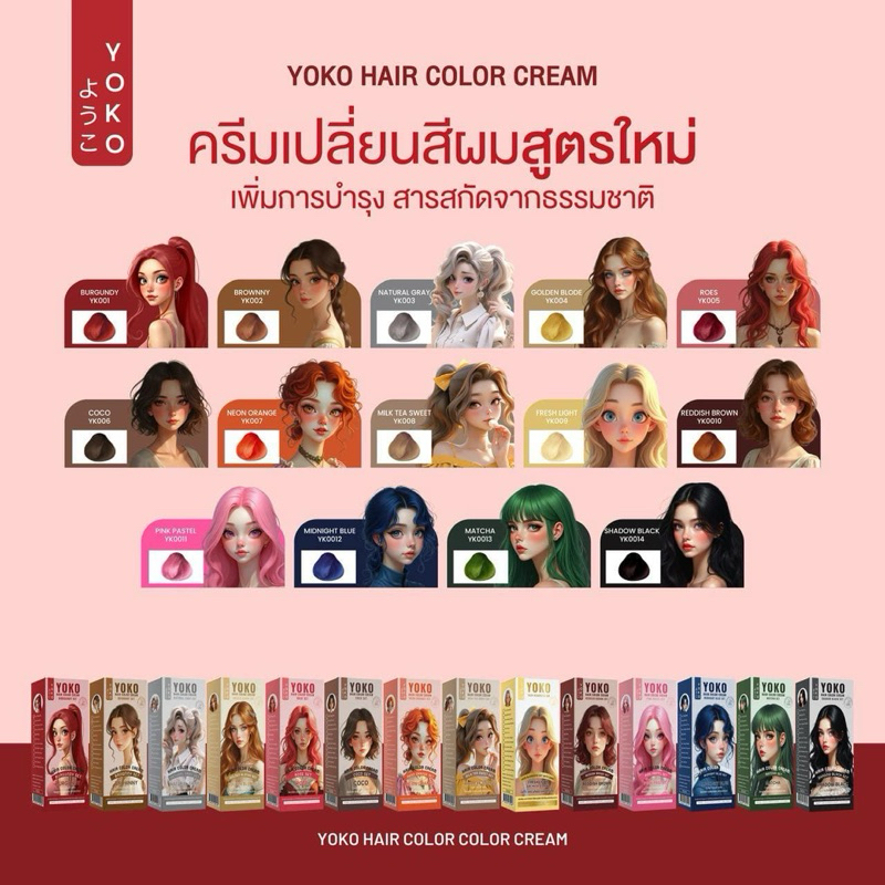 Yoko Hair Color Cream โยโก๊ะ แฮร์ คัลเลอร์ ครีม YOKO สีย้อมผม | Shopee ...