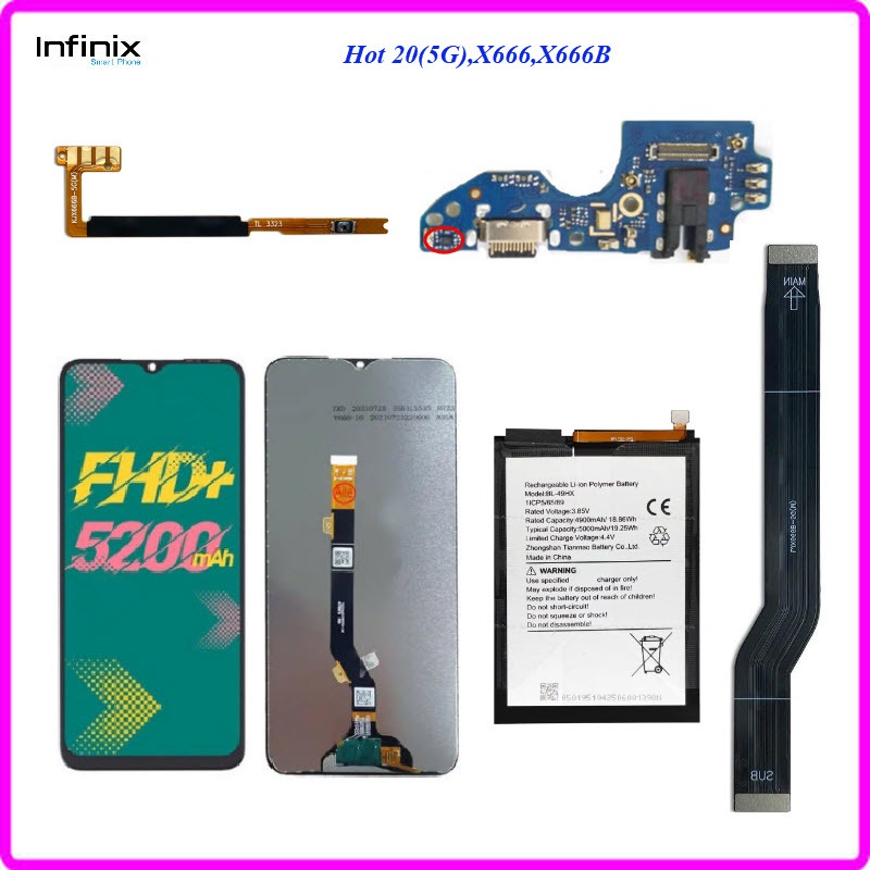 อะไหล่มือถือ infinix Hot 20(5G),X666,X66B,สายแพร/หน้าจอ LCD./แบตเตอรี่ ...