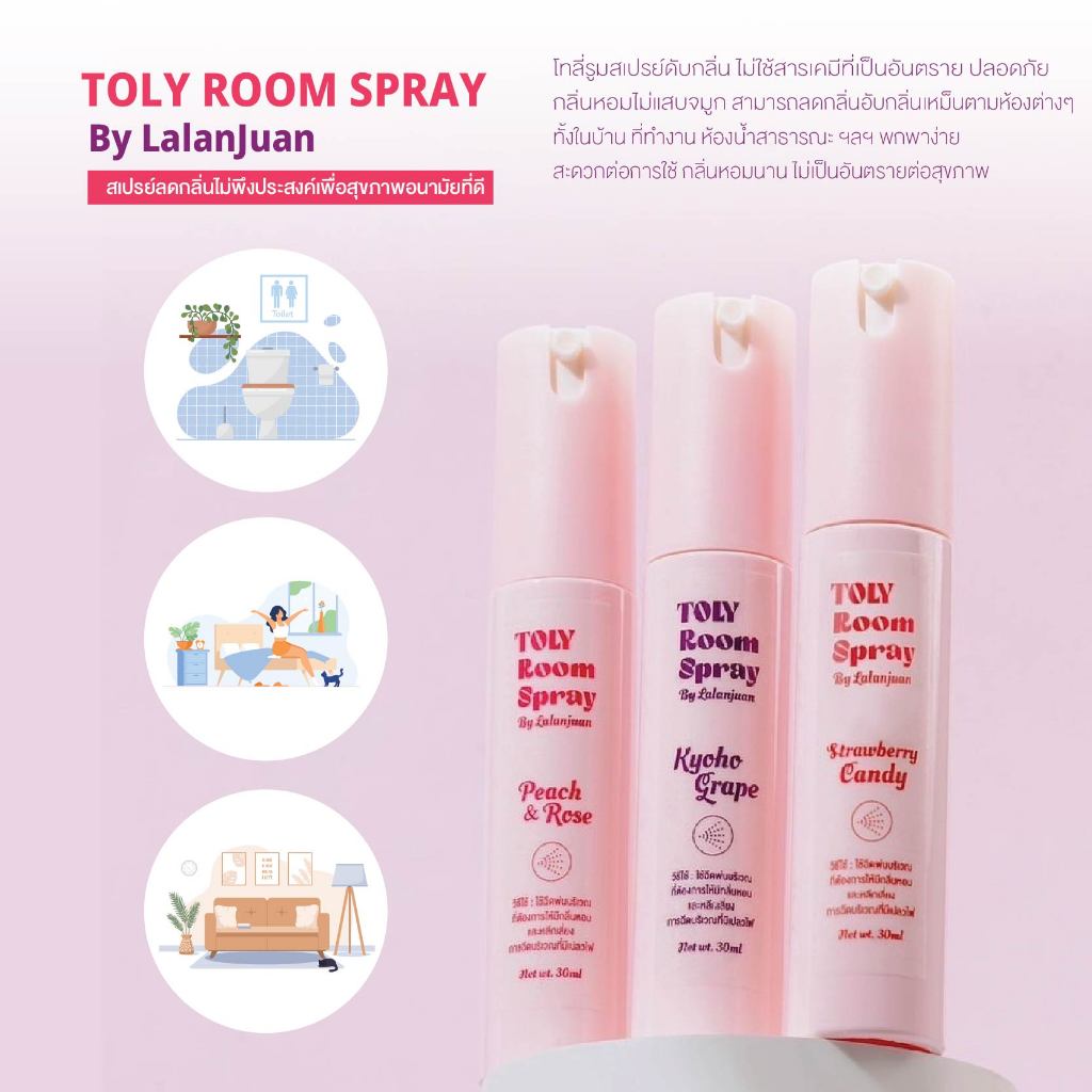สเปรย์ดับกลิ่นห้องน้ำ กลิ่น Flowery น้ำหอมดับกลิ่นแบบพกพา Toly Room ...