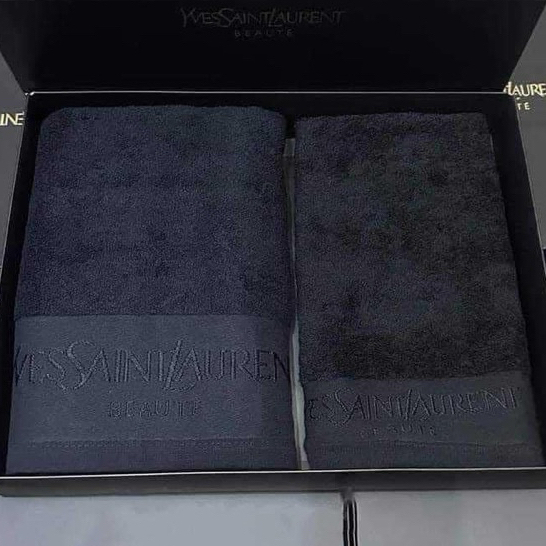 YSL Beauty Black Towel Set ผ้าขนหนูเช็ดตัว พร้อมผ้าเช็ดหน้า | Shopee ...