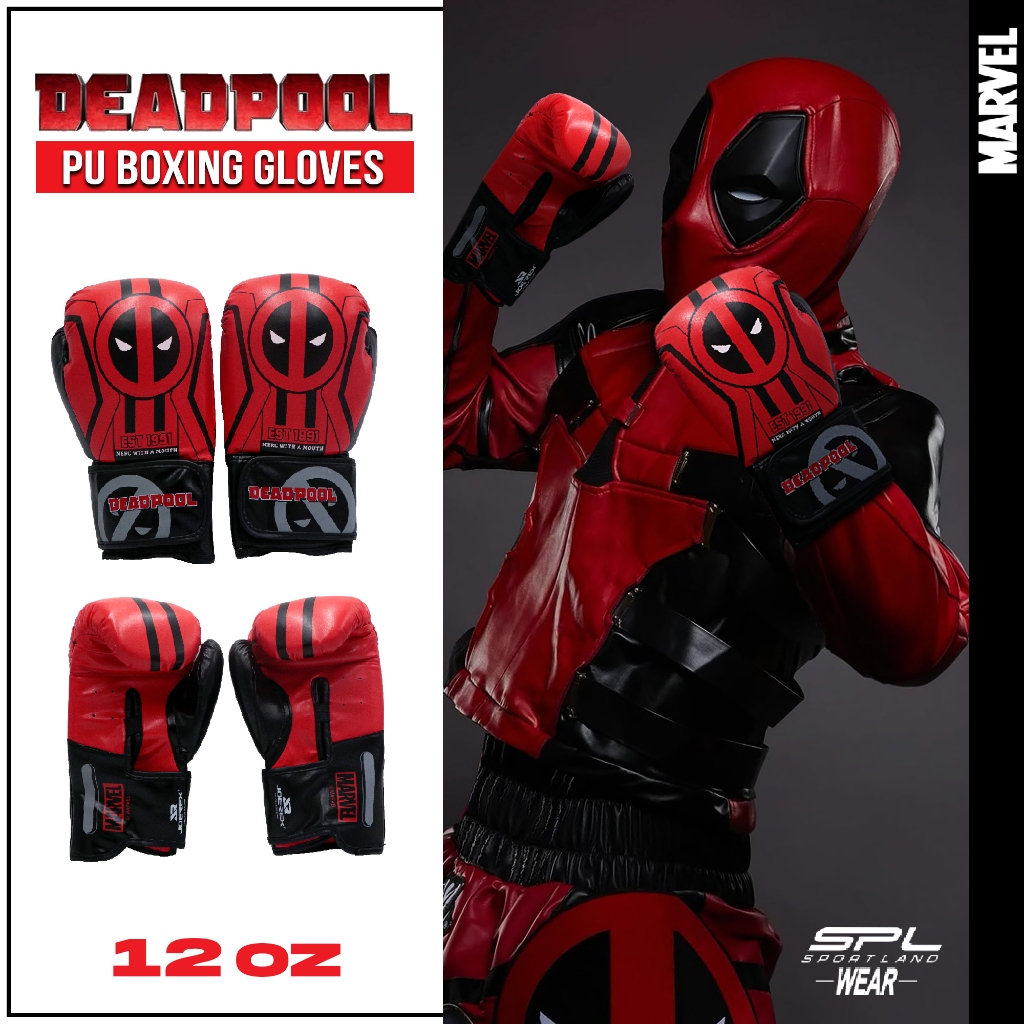 MARVEL มาร์เวล นวมหนัง BOXING GLOVES DEADPOOL PU 12OZ RD/BK (1390 ...