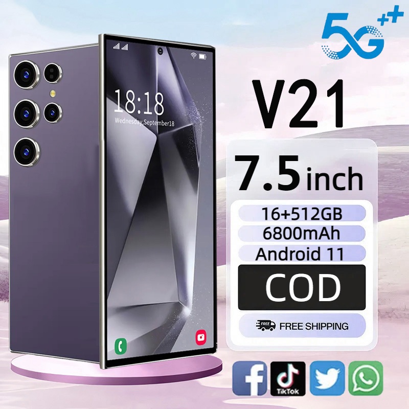 สมาร์ทโฟน V21 7.5 นิ้ว 16+512GB android รองรับซิมการ์ดคู่ โทรศัพท์สำหรับการเรียนรู้ รับประกัน 1 ...