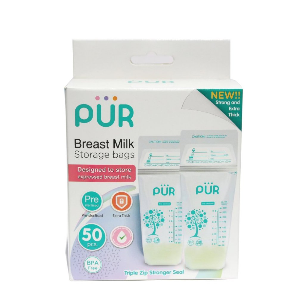 Pur Breast Milk Storage Bags ถุงเก็บน้ำนม ซิปล็อค 3 ชั้น (แพ็ค 50 ชิ้น ...