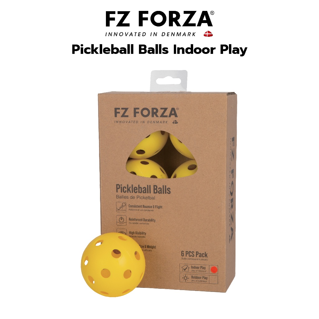 ลูกพิคเคิลบอล FZ FORZA Indoor Pickleball Balls 6 pcs 26 รู สีเหลือง ...