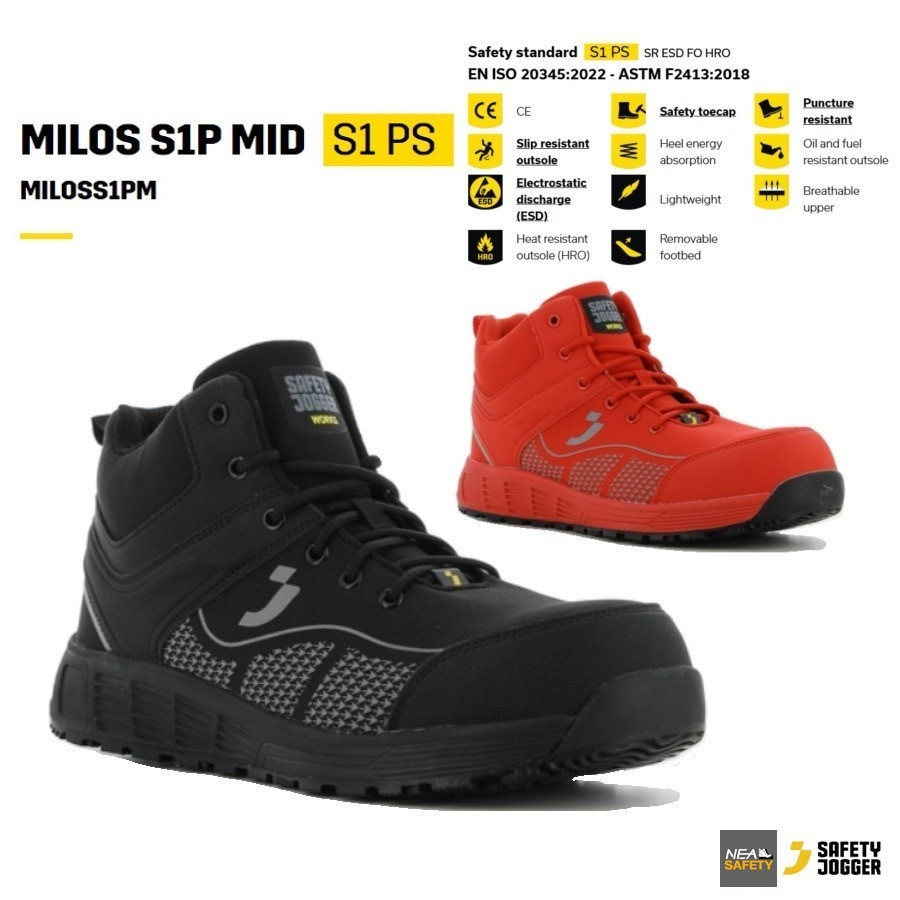 SAFETY JOGGER - MILOS S1P MID รองเท้าเซฟตี้หุ้มข้อ หัวหัวคอมโพสิท แผ่น ...