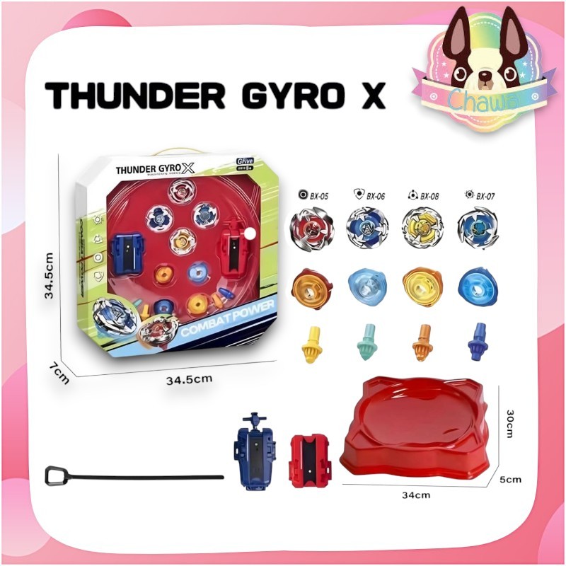 🎉พร้อมส่งจากไทย 🚚🆕ชุดเบย์เบลด THUNDER GYRO X Beyblade Battle Set มีเบย์เบลด 4 แบบ + ถาดเบย์เบลด ...
