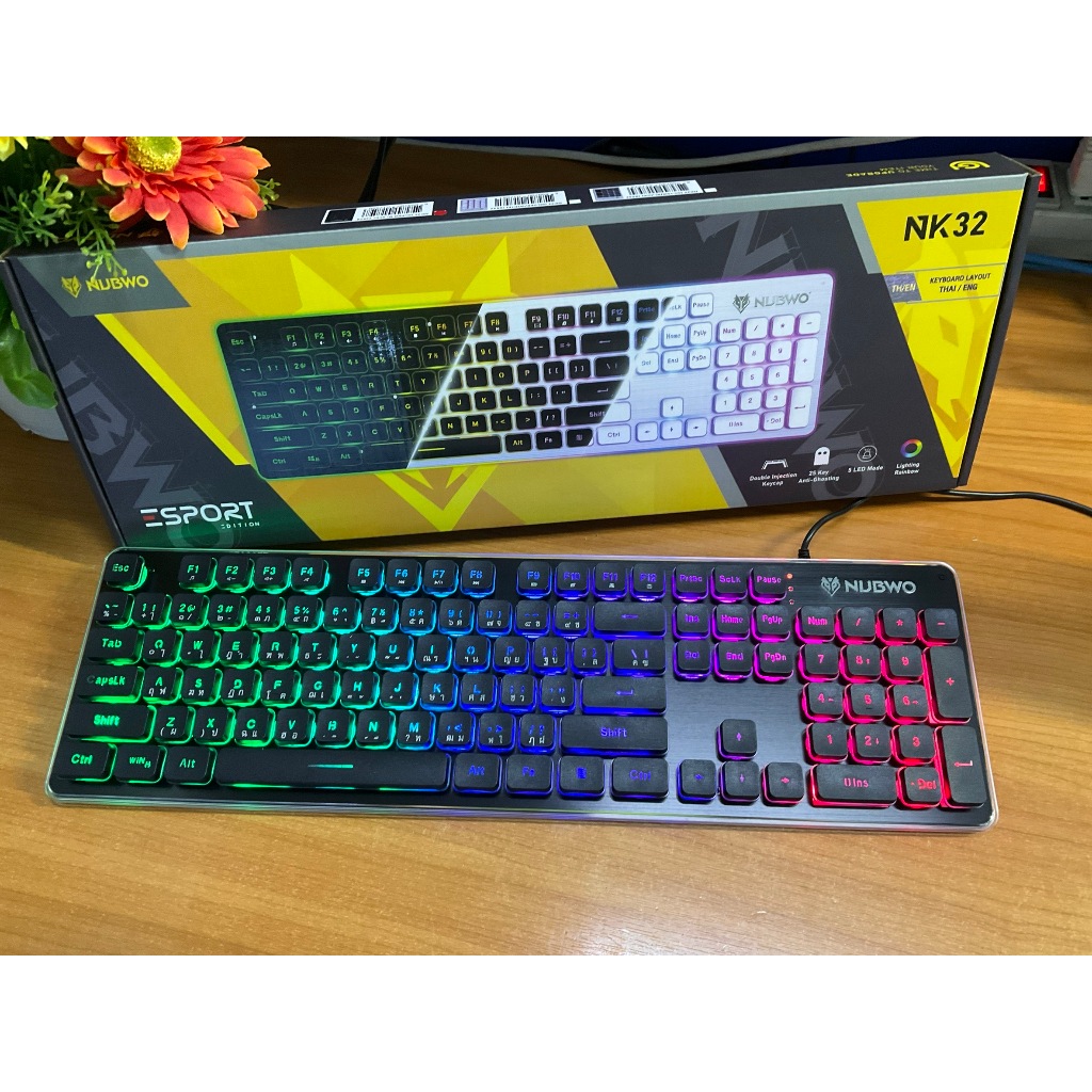 NUBWO NK-32 ESPORT Edition Gaming Keyboard คีย์บอร์ดเกมมิ่ง คีบอร์ดมีไฟ RGB | Shopee Thailand