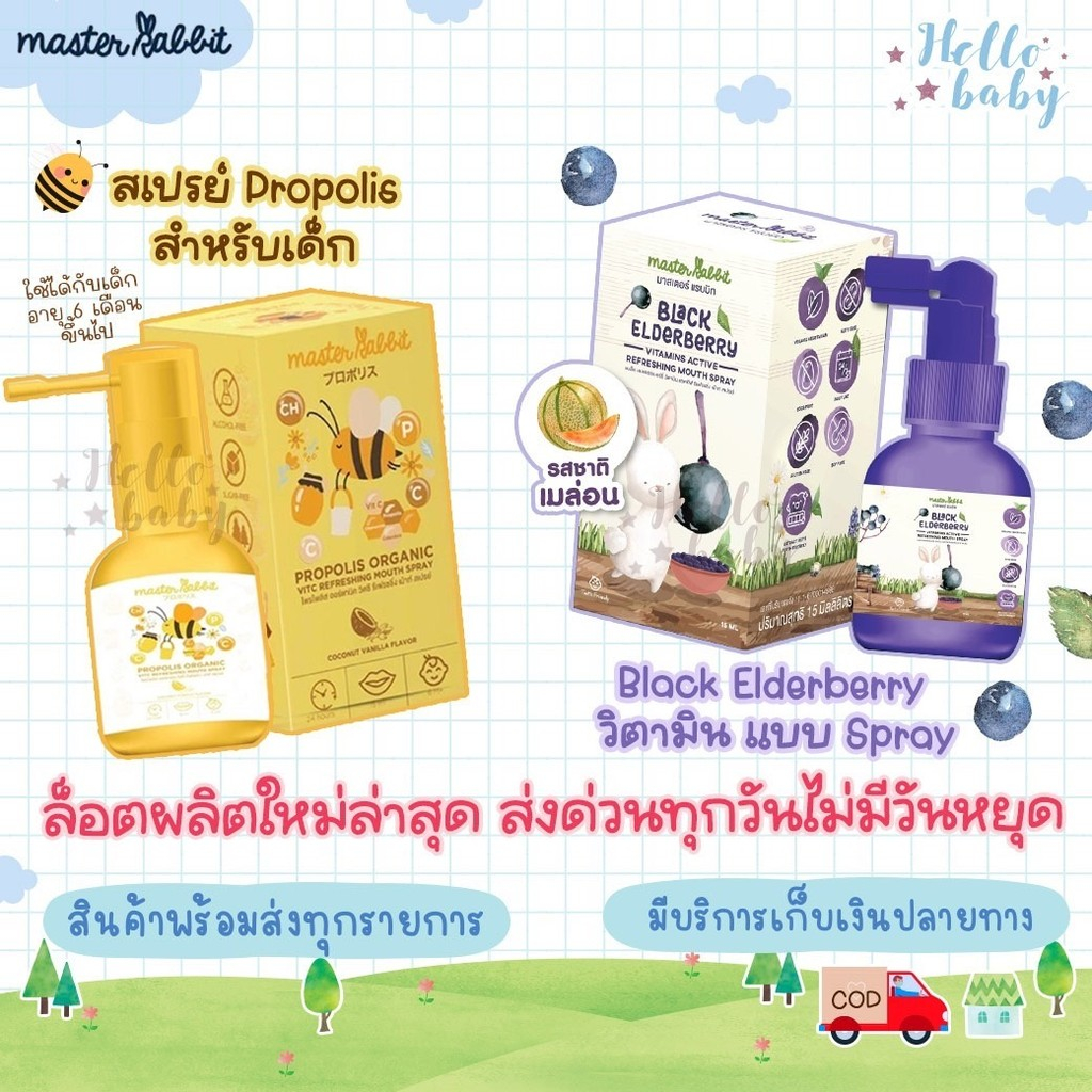 Master Rabbit แบล็กเอลเดอร์เบอร์รี่ สำหรับเด็ก & โพรโพลิส Master Rabbit Propolis | Shopee Thailand