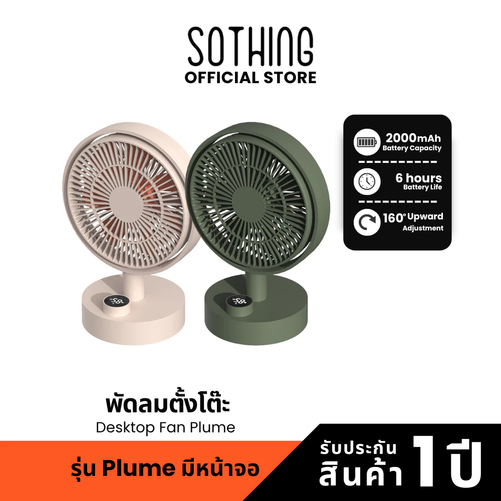[พร้อมส่ง] Sothing Desktop Fan Plume พัดลมตั้งโต๊ะ, มีหน้าจอ, ปรับแรงลม ...