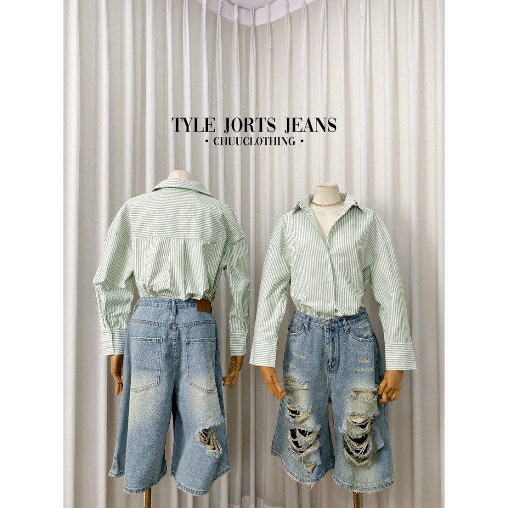 Chuuclothing Tyle jorts jeans [พร้อมส่ง] เก็บโค้ดหน้ากิจกรรม | Shopee ...