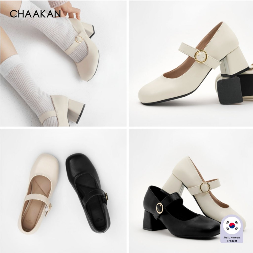 CHAAKAN Andante Mary Jane Pumps รองเท้าคัชชู หนังนุ่ม สายจีบวินเทจ ส้น ...