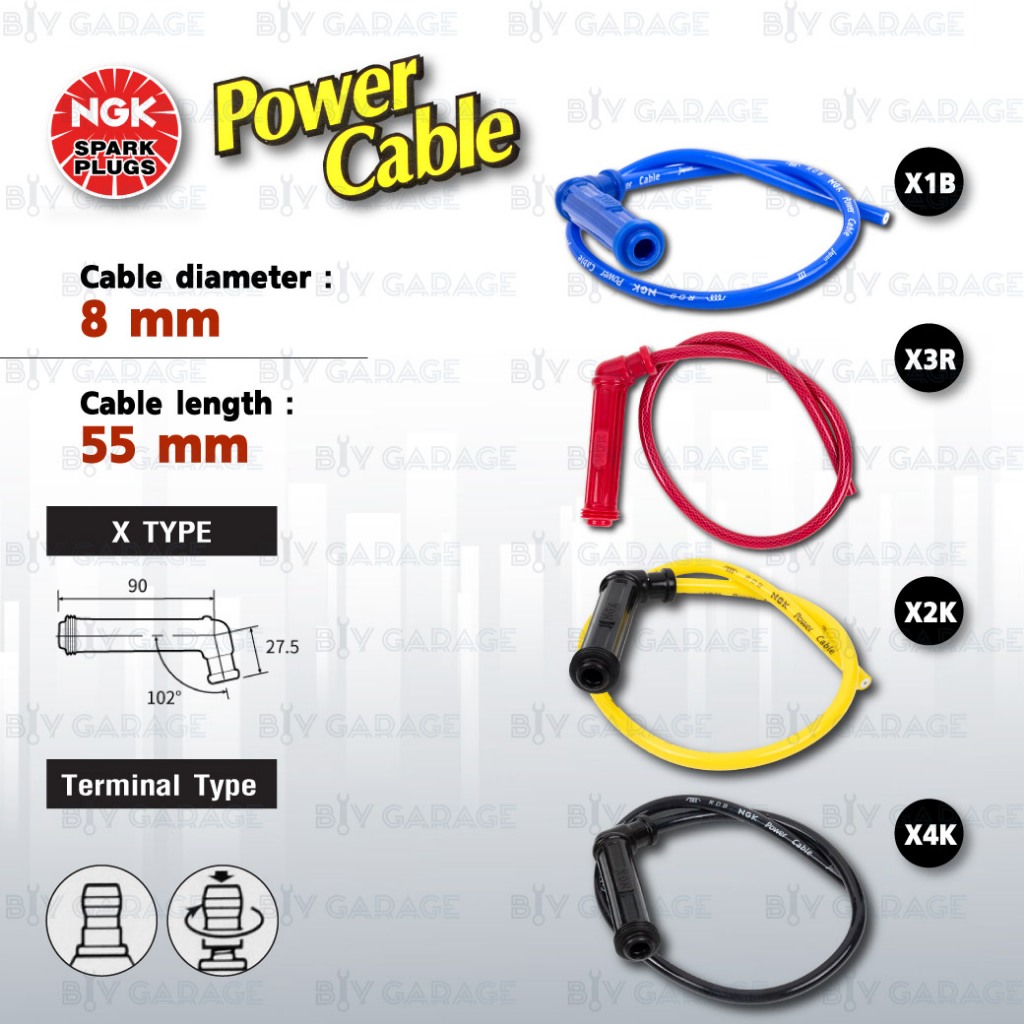 NGK Power Cable [ X Type : X1B / X2K / X4K / X3R ] สายหัวเทียนแต่ง พร้อมปลั๊กและตัวต่อกับสายเดิม ...
