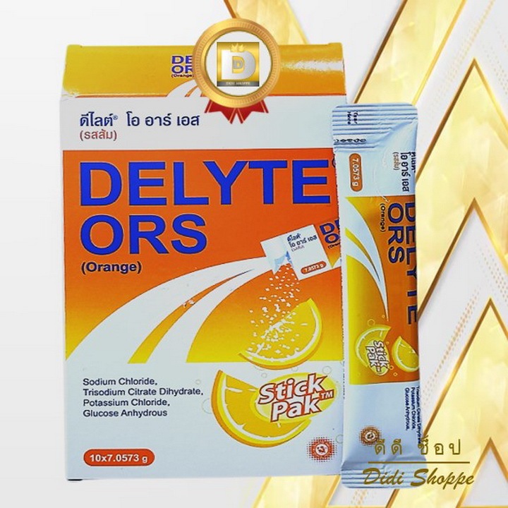 Delyte ORS ดีไลต์ โอ อาร์ เอส เกลือแร่สำหรับท้องเสีย รสส้ม 1กล่อง (10 ...
