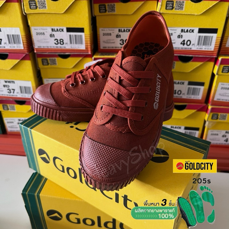 GoldCity🔸รุ่น205S🔸รองเท้านักเรียน พื้นหนา3ชั้น เบอร์31-47 สีขาว ดำ น้ำตาล โกลซิตี้แท้100% พื้น ...