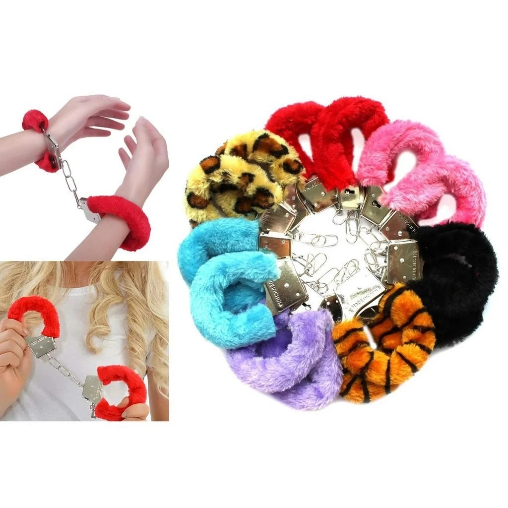 กุญแจมือ แฟนซี กุญแจมือของเล่น พร๊อพ ทอย จับกุม จับมือ ล็อคมือ Fuzzy ...